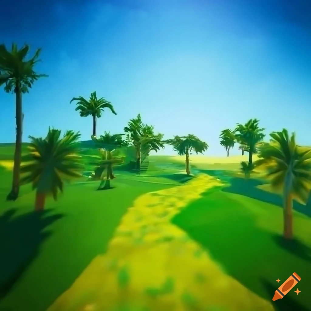 Super mario 64 pokey oasis landscape on Craiyon