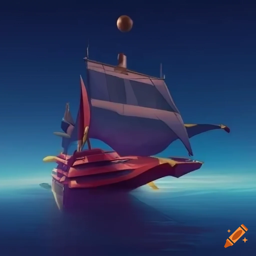 Sailing flying vessel in treasure planet with stars in the background ...