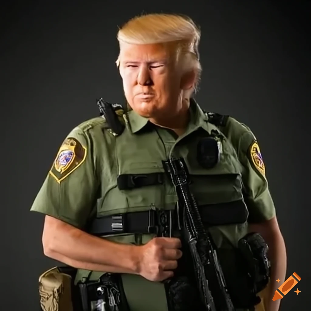 Satirical image of a person dressed as a border patrol agent on Craiyon