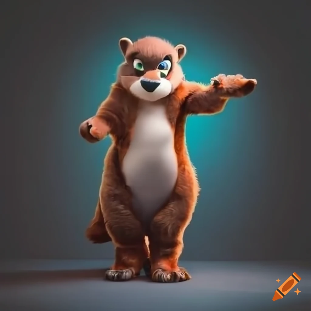 Female teacher in a full body cartoony otter fursuit at school on Craiyon