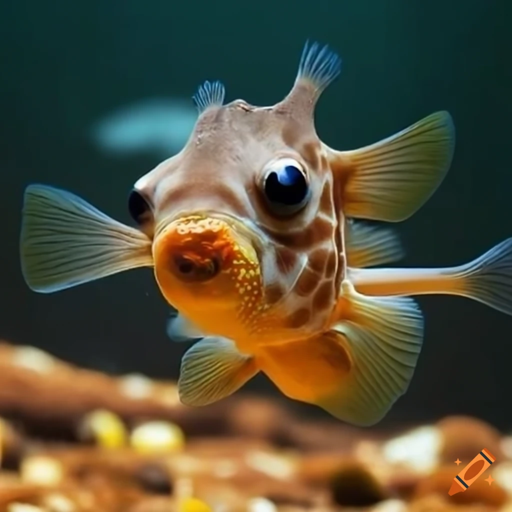 Illustration of a baby giraffe-fish on Craiyon