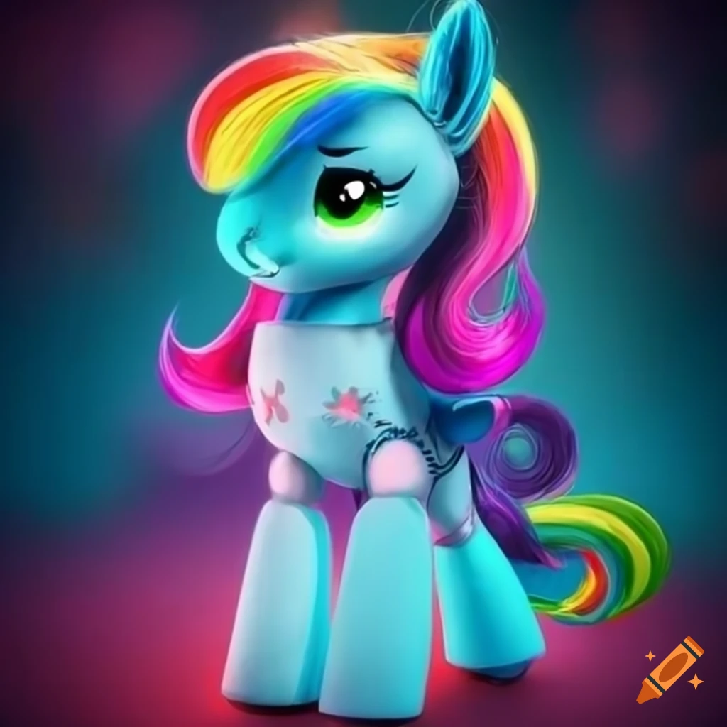 Colorful and detailed artwork of a cute my little pony robot on Craiyon