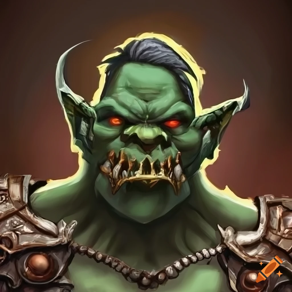 Imposing orc warrior with short dark hair on Craiyon