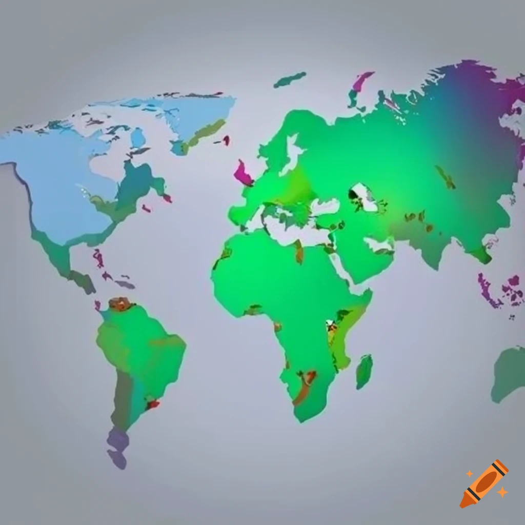 Colorful world map without borders on Craiyon
