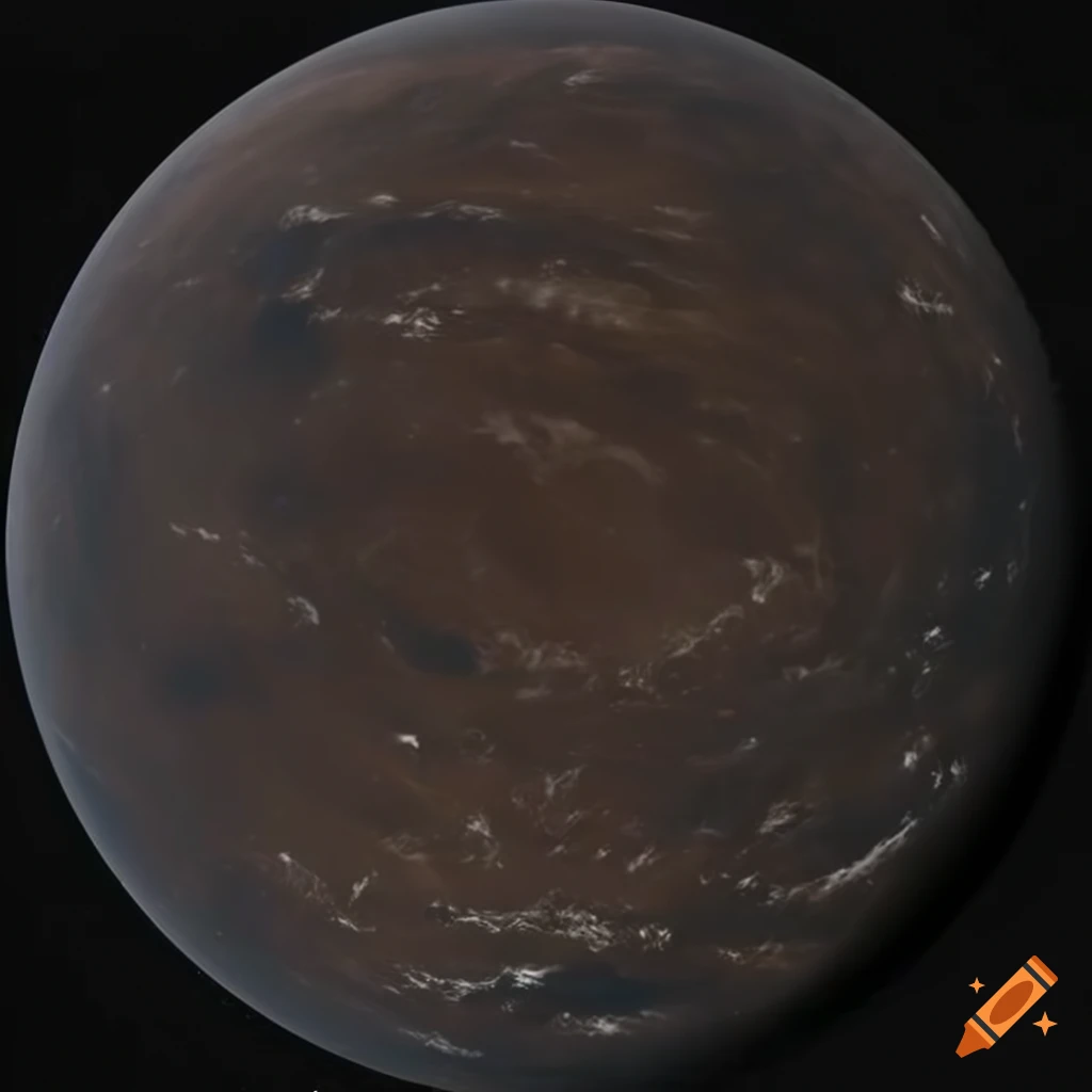 Detailed NASA photo of a dark rocky planet with rough terrain in outer ...