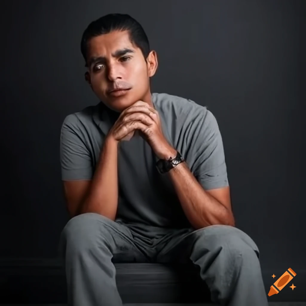 Sad man sitting down on Craiyon