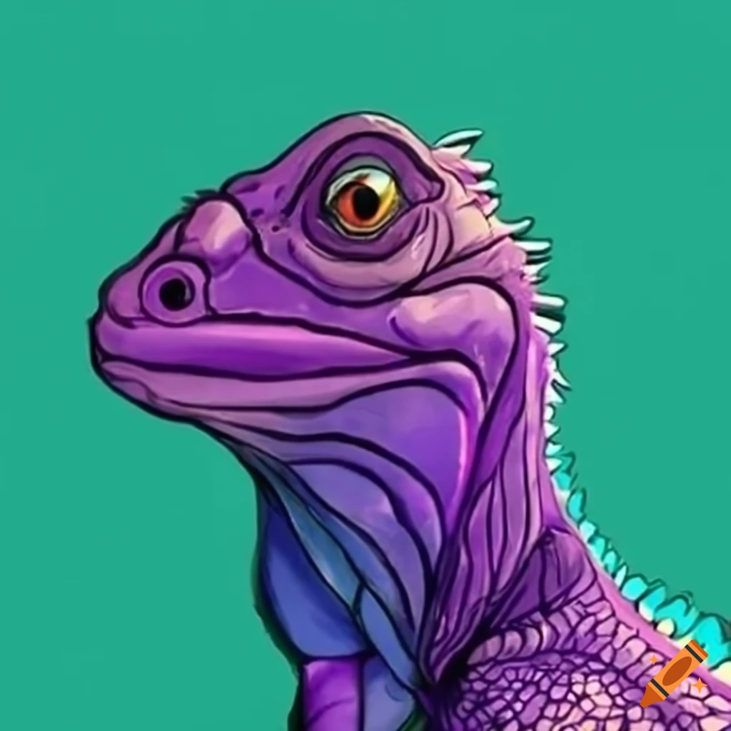 Purple iguana on Craiyon