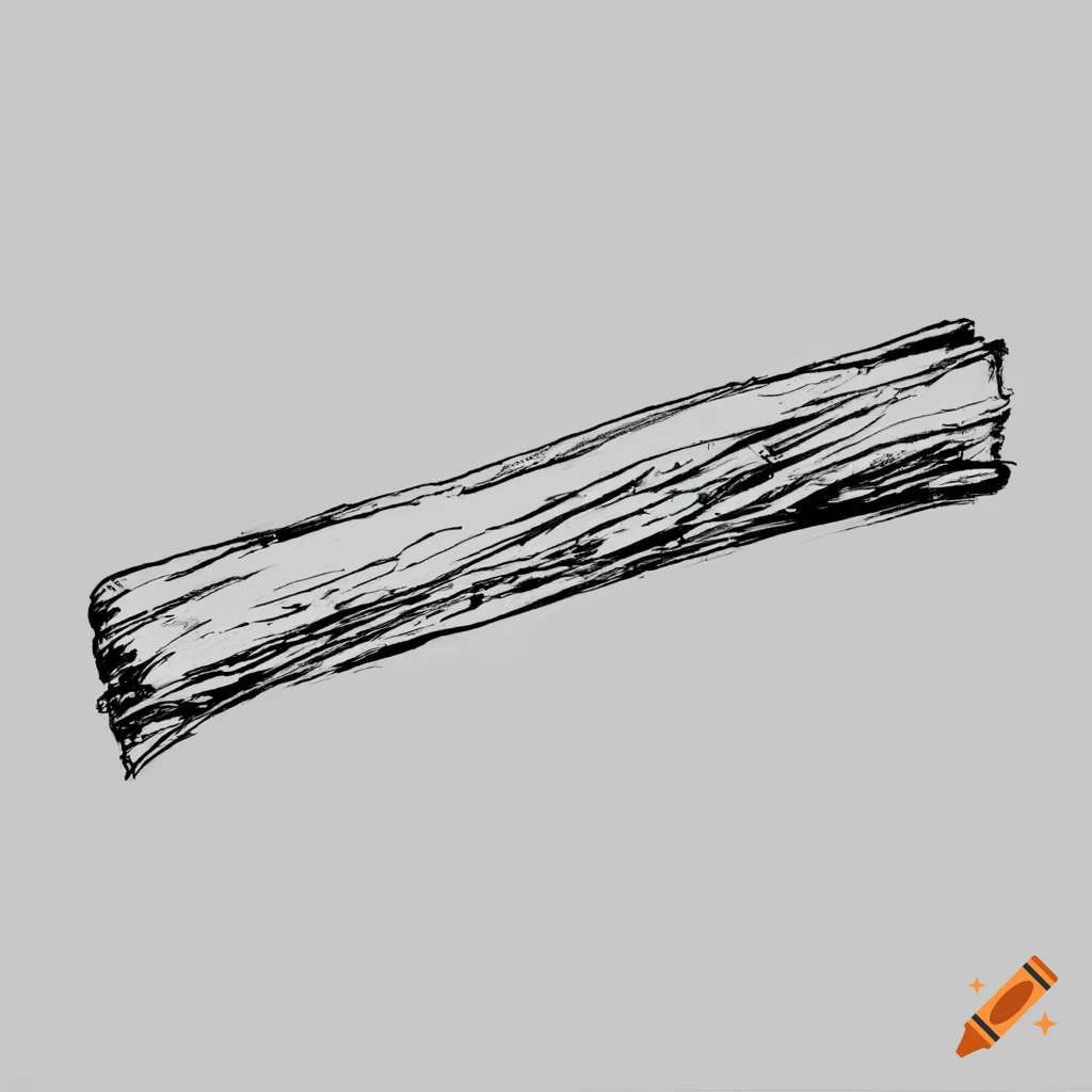 Pencil drawing of an isolated wooden beam with clean lines on Craiyon