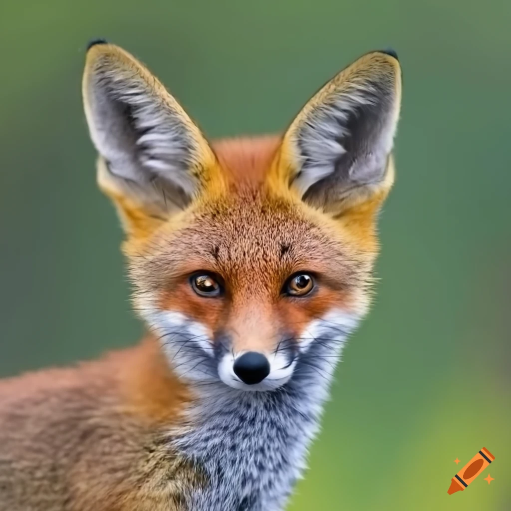 Young fox trotting through a leafy forest on Craiyon