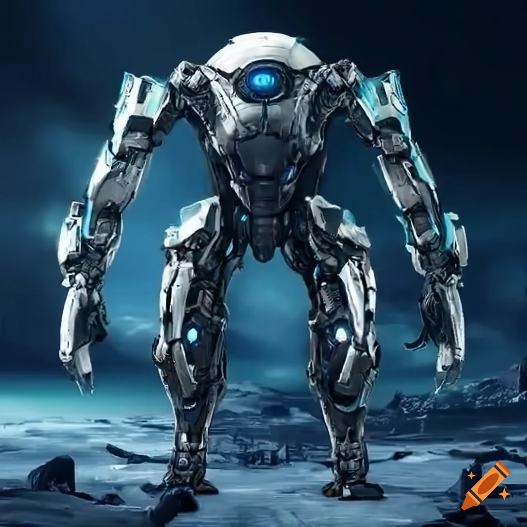 Sleek and powerful mech with an athletic female lead on an ice planet ...