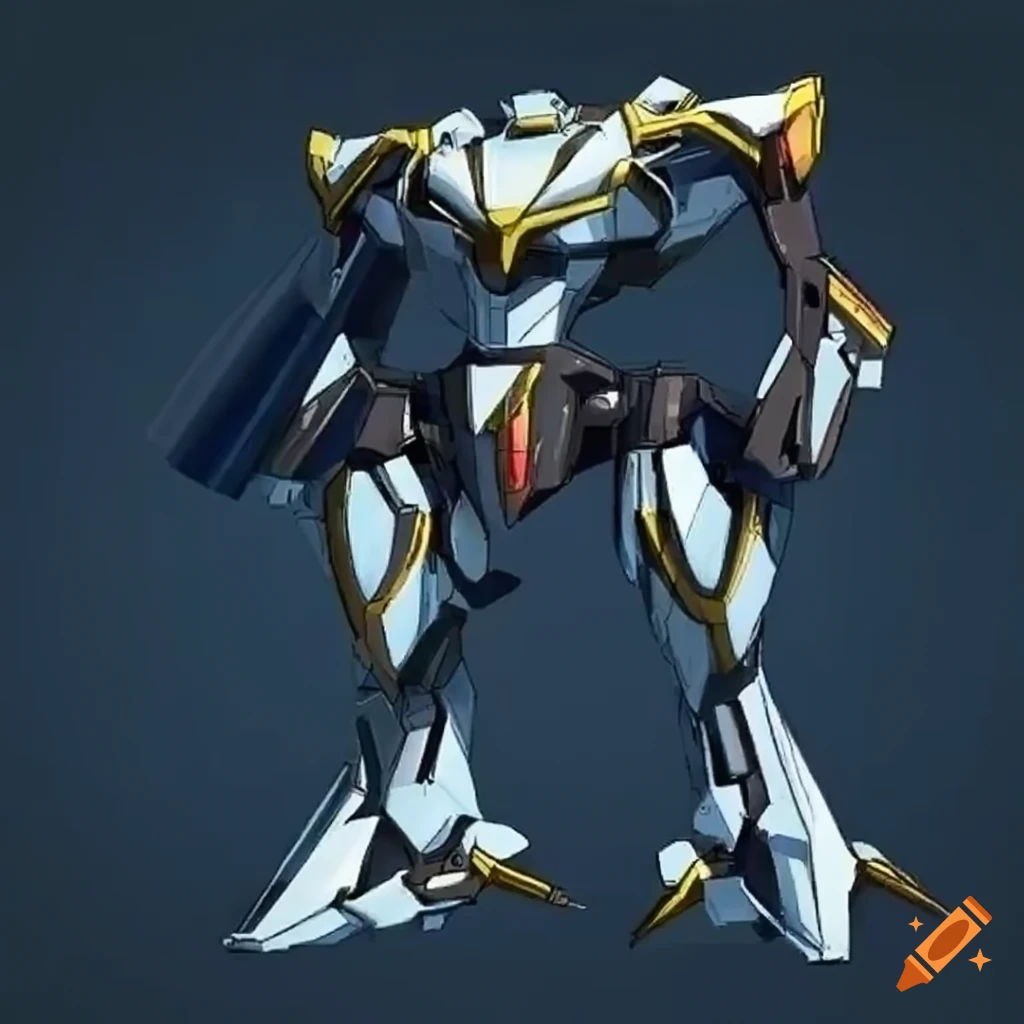 Detailed athletic light mech design in code geass with intricate ...