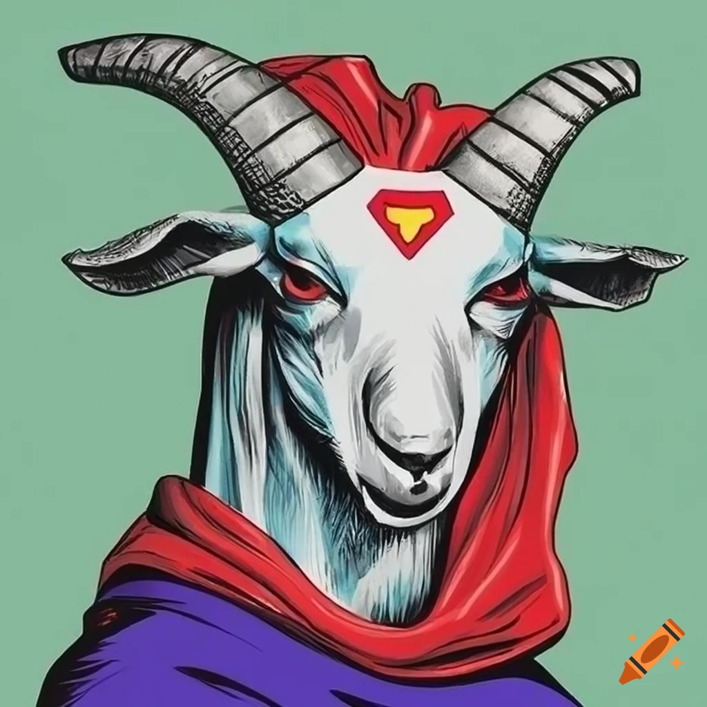 Pop-art superhero goat on Craiyon
