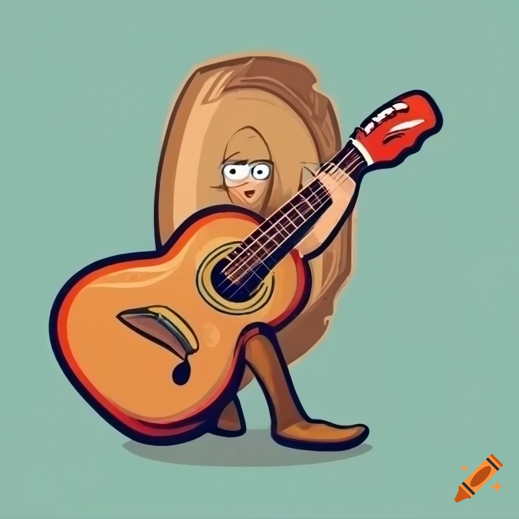 Lumber next to a guitar body in cartoon style on Craiyon