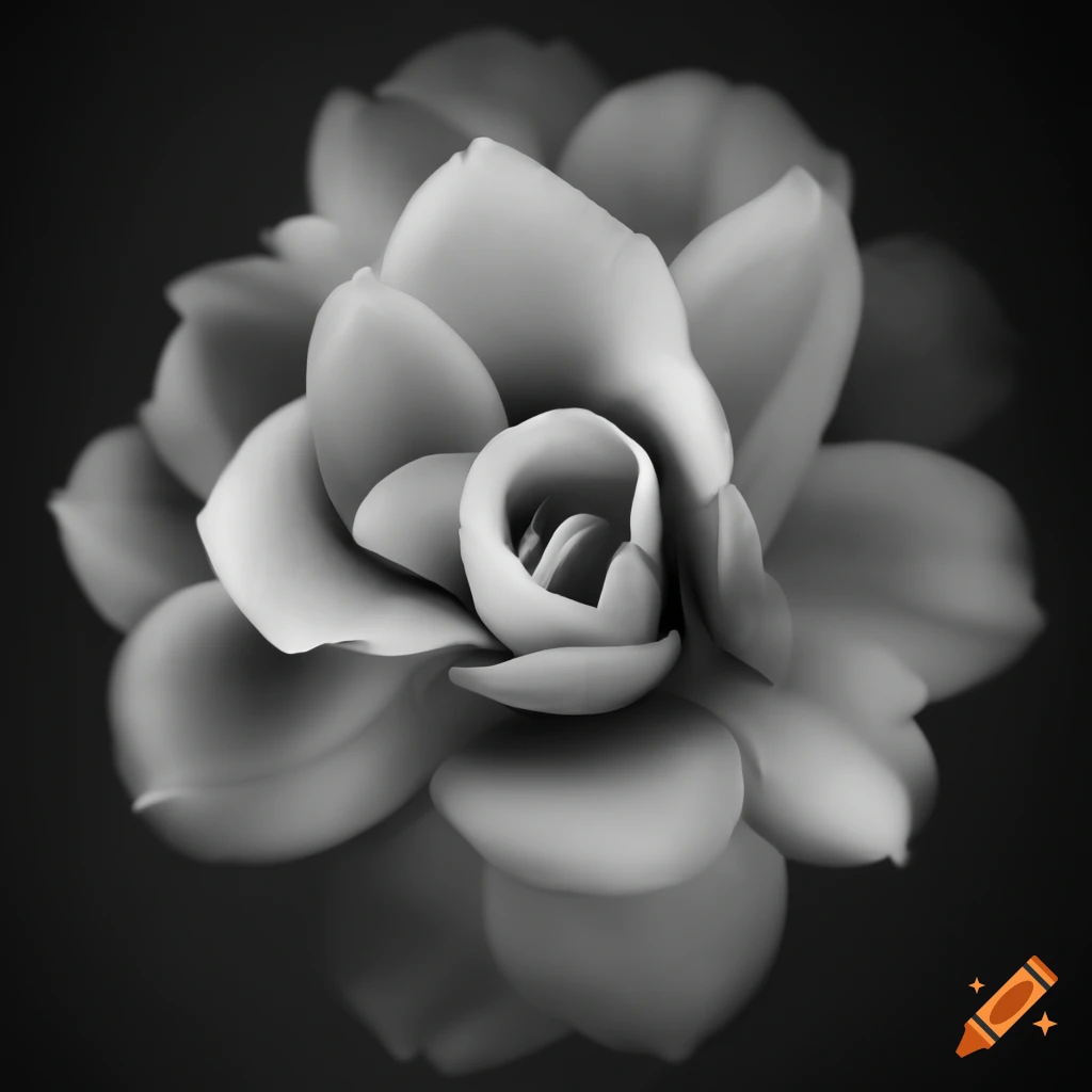 3d greyscale flowers on Craiyon