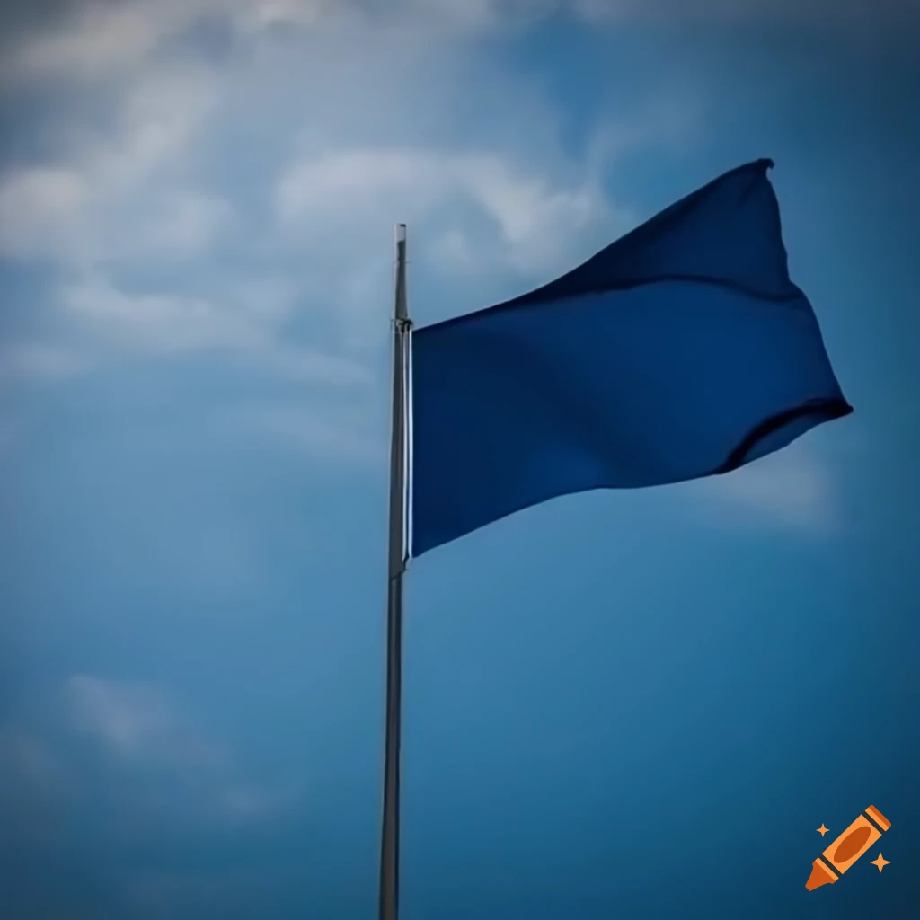 Dark blue flag waving in the sky on Craiyon