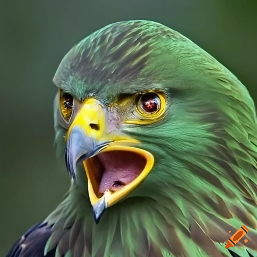 Green eagle in a unique pose on Craiyon