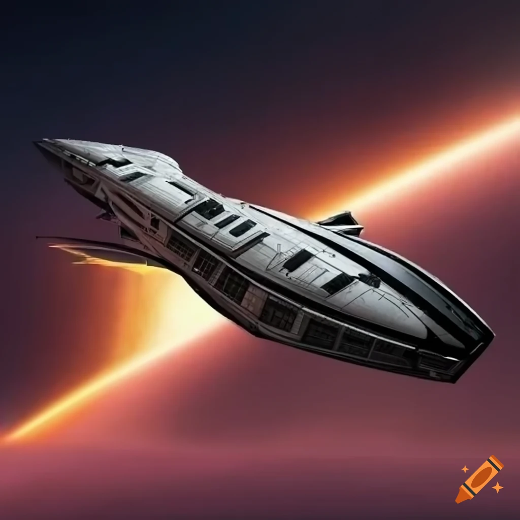 Futuristic space sailing ship between interstellar planets and stars on ...