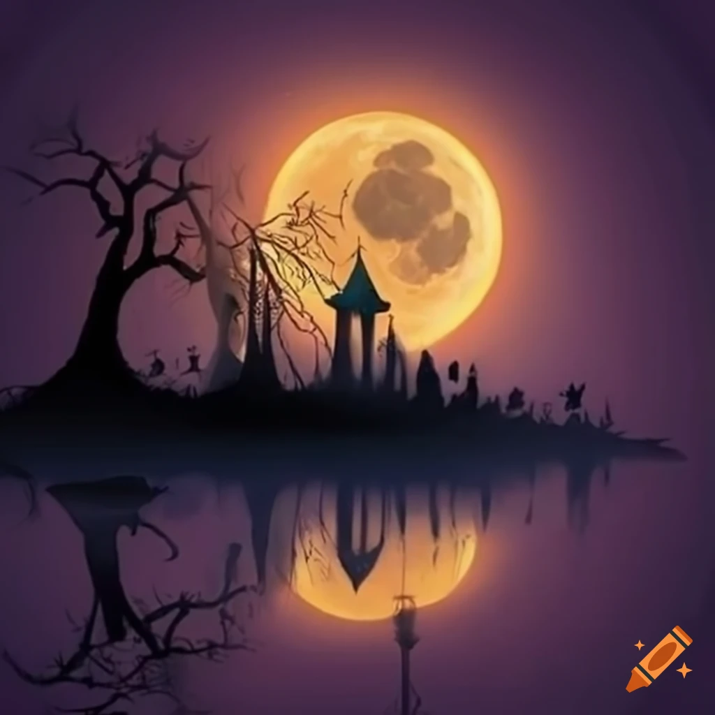 Spooky halloween moon on Craiyon