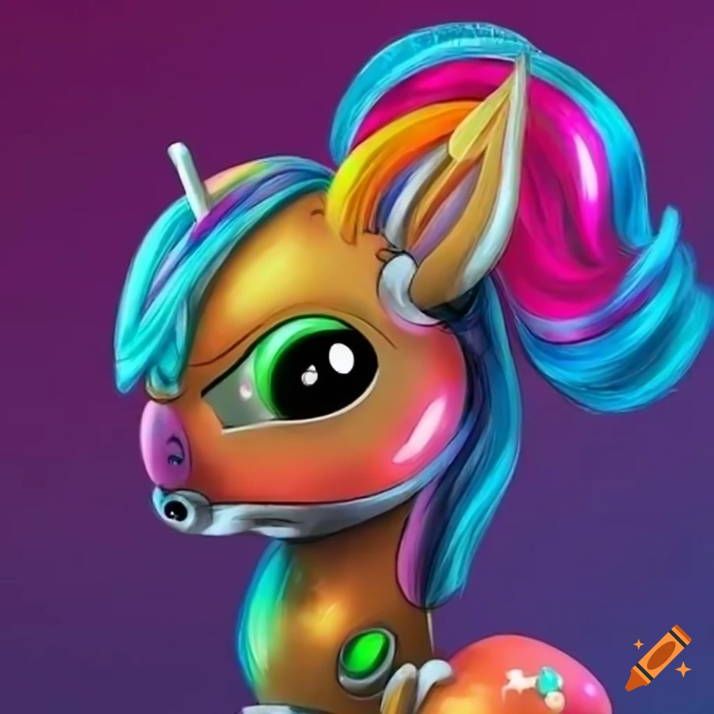 Colorful and detailed artwork of a cute My Little Pony robot on Craiyon