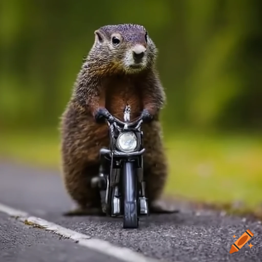 Groundhog riding a motorcycle on Craiyon