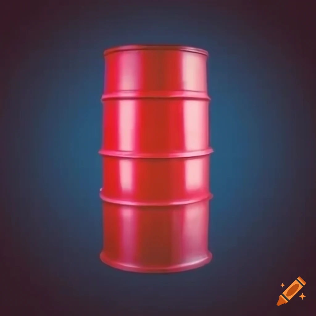 Vintage red metal barrel in front view with simple background on Craiyon