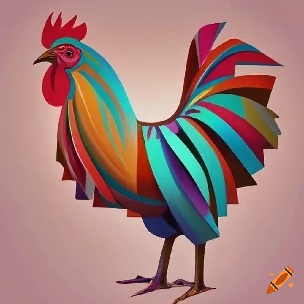 Cubism rooster artwork on Craiyon