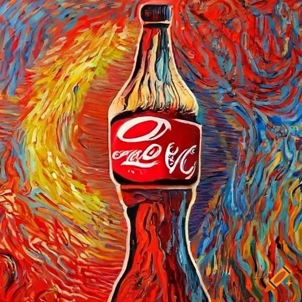 Artistic rendition of the coca cola logo by van gogh on Craiyon