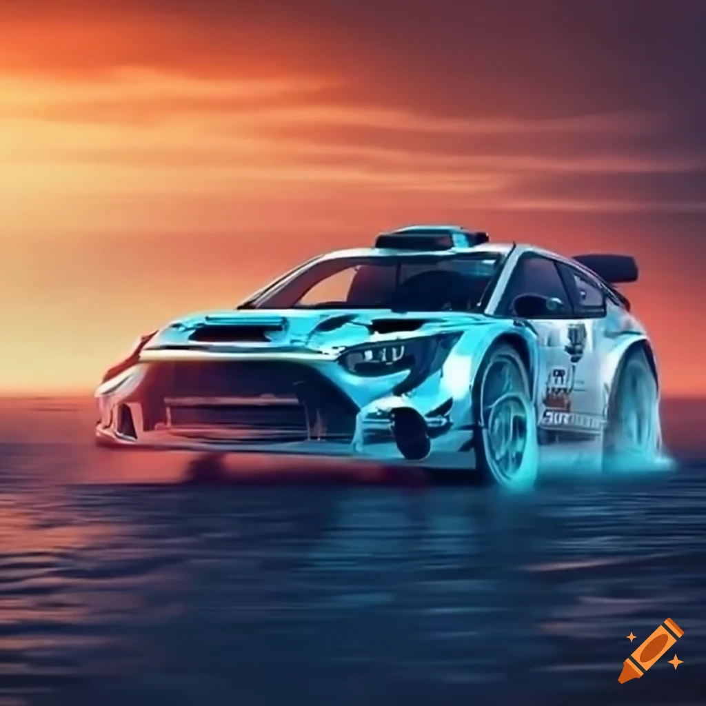 Custom car drifting with a crowd of spectators in rally racing mode on ...