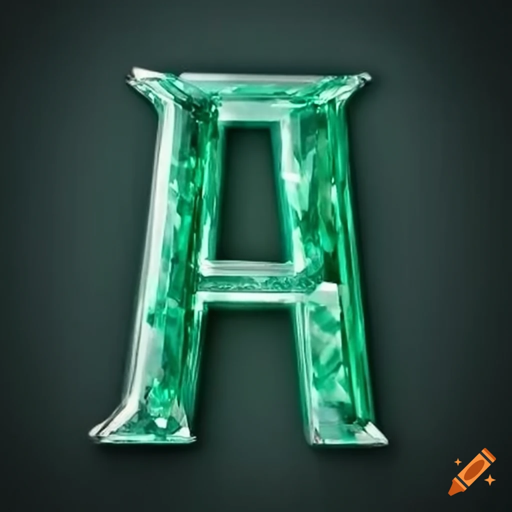 Emerald carved into the shape of the letter a on Craiyon