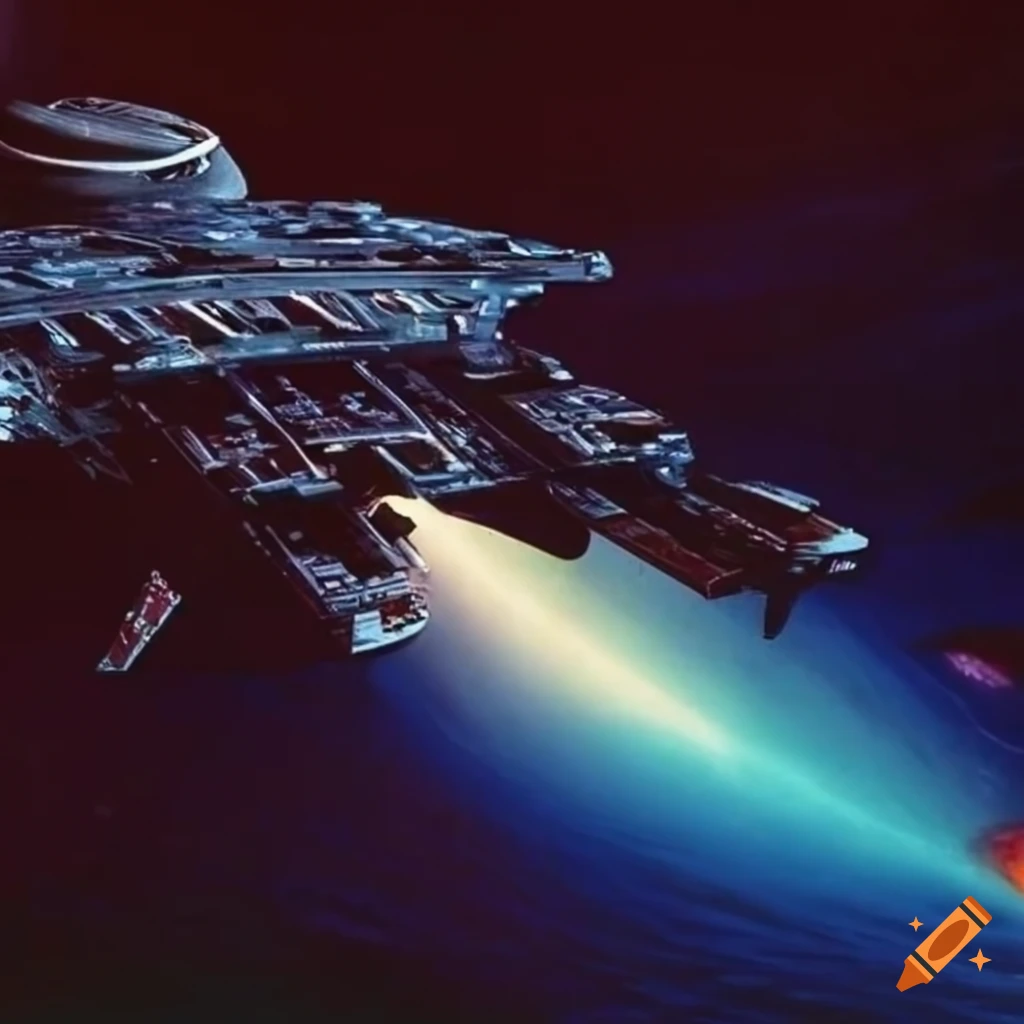 1970s space opera spaceships in a science fiction setting on Craiyon