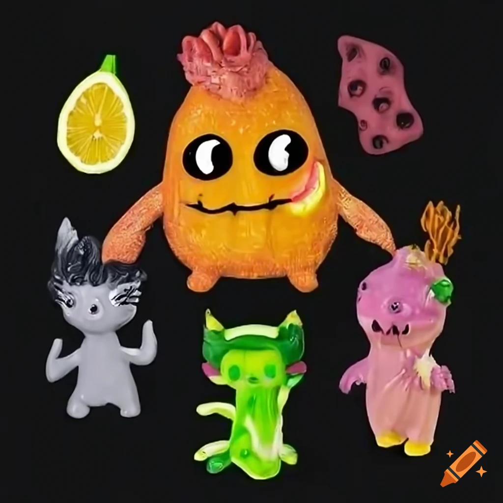 Mythical creatures and mutant omega mart lemon fruit monster in a ...