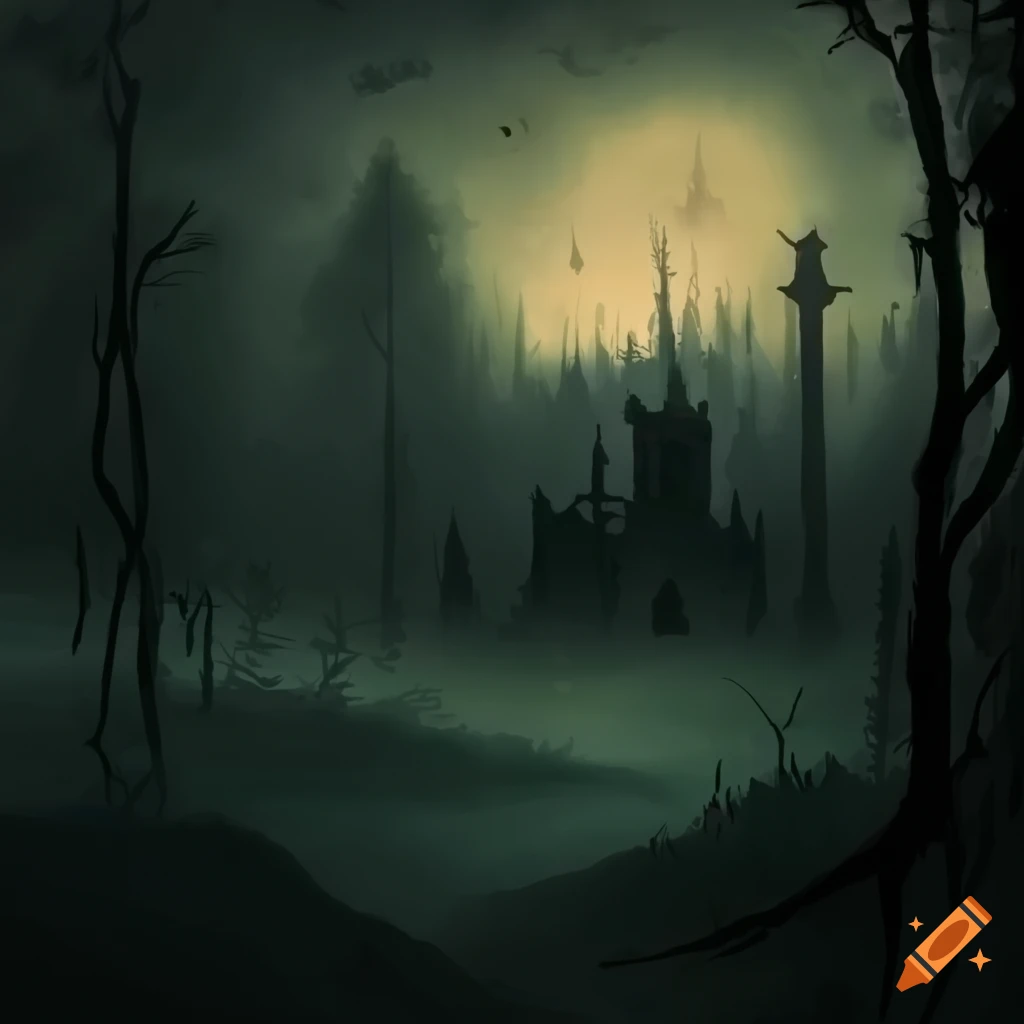 Spooky landscape on Craiyon