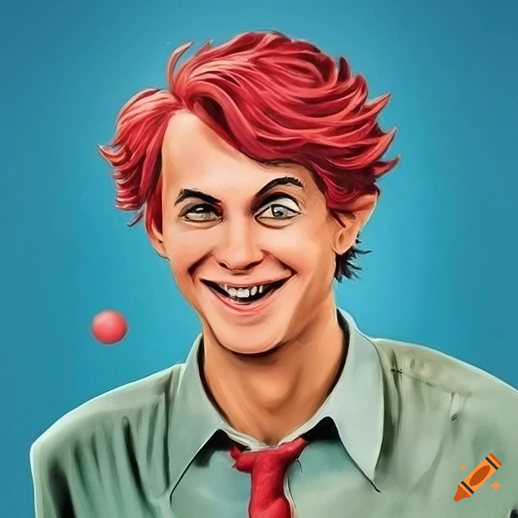 Colorful humorous book illustration of a young man with big ears in Dr ...