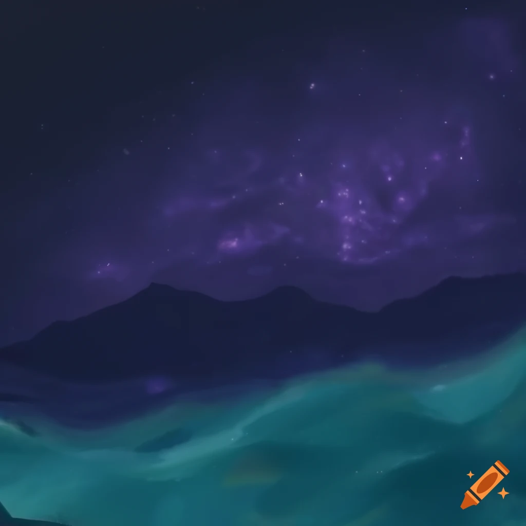 Super mario 64 the starry-night skies landscape on Craiyon