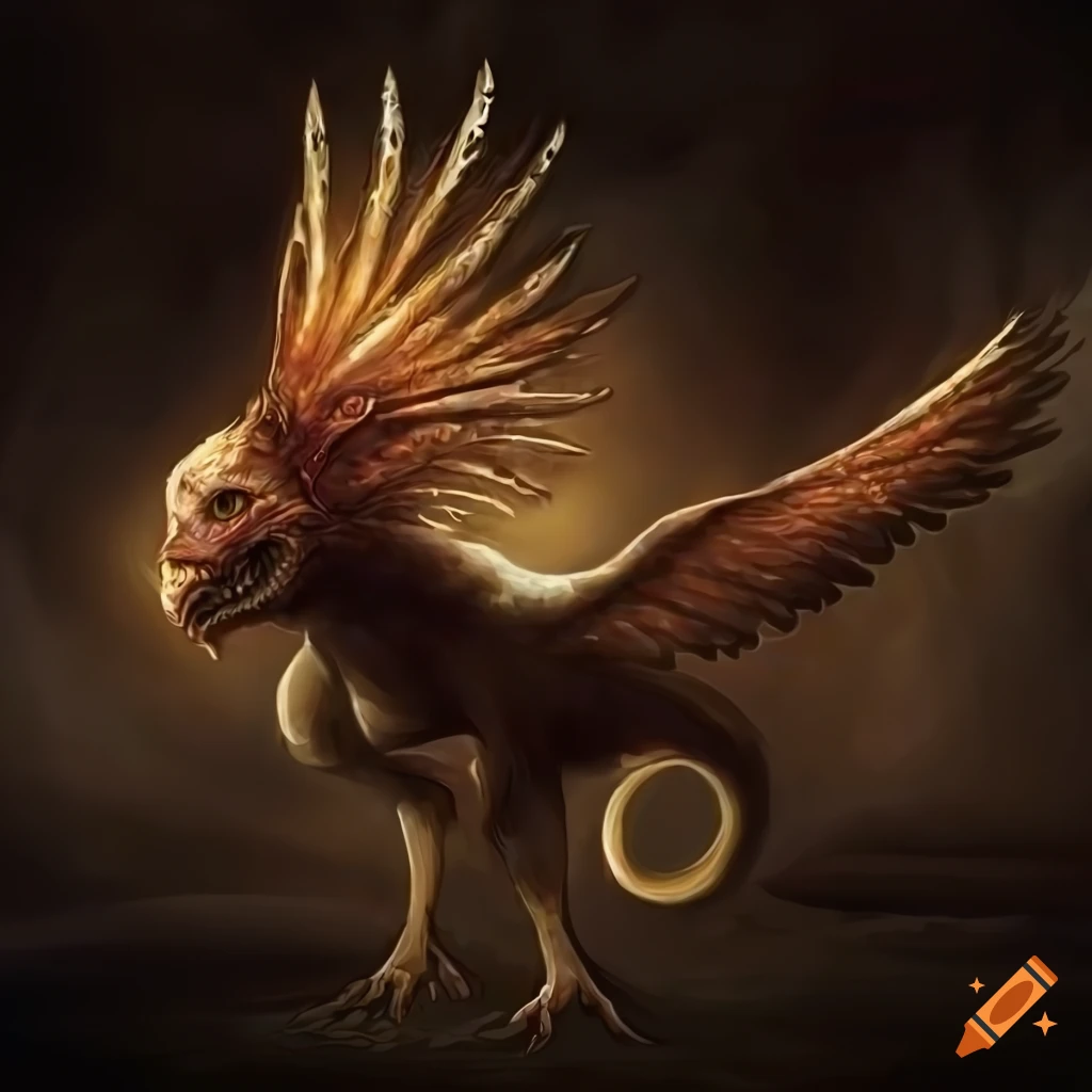 Detailed high quality fantasy art of a flying creature surrounded by ...