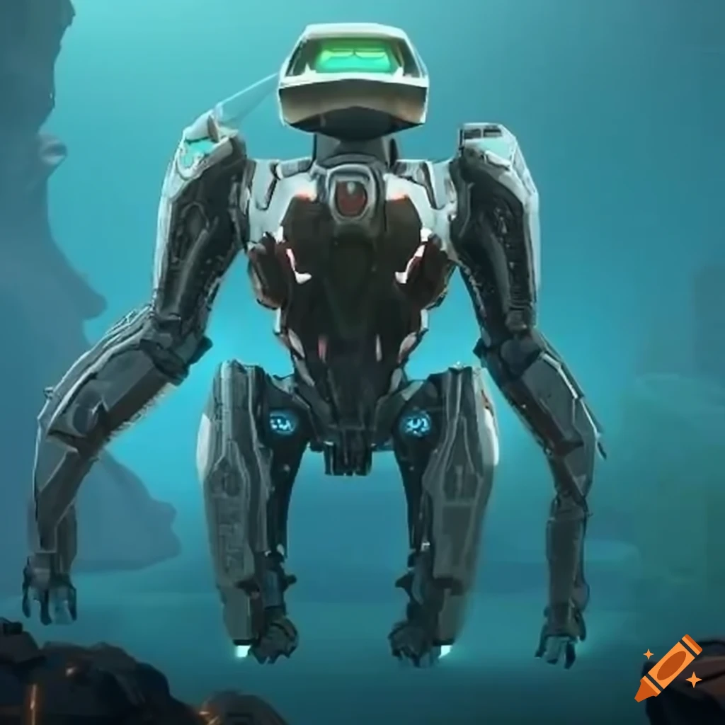 Sleek and powerful mech suit in the subnautica series on Craiyon