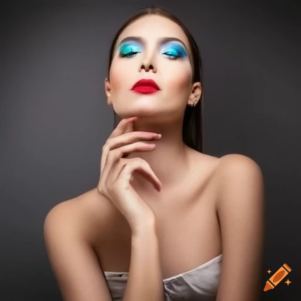 Beauty model in a makeup photoshoot on Craiyon