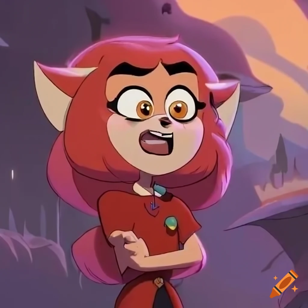 Crossover of the owl house and pixar's turning red on Craiyon