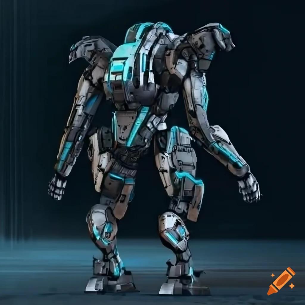 Sleek and powerful 4-meter-tall mech with an athletic female lead ...