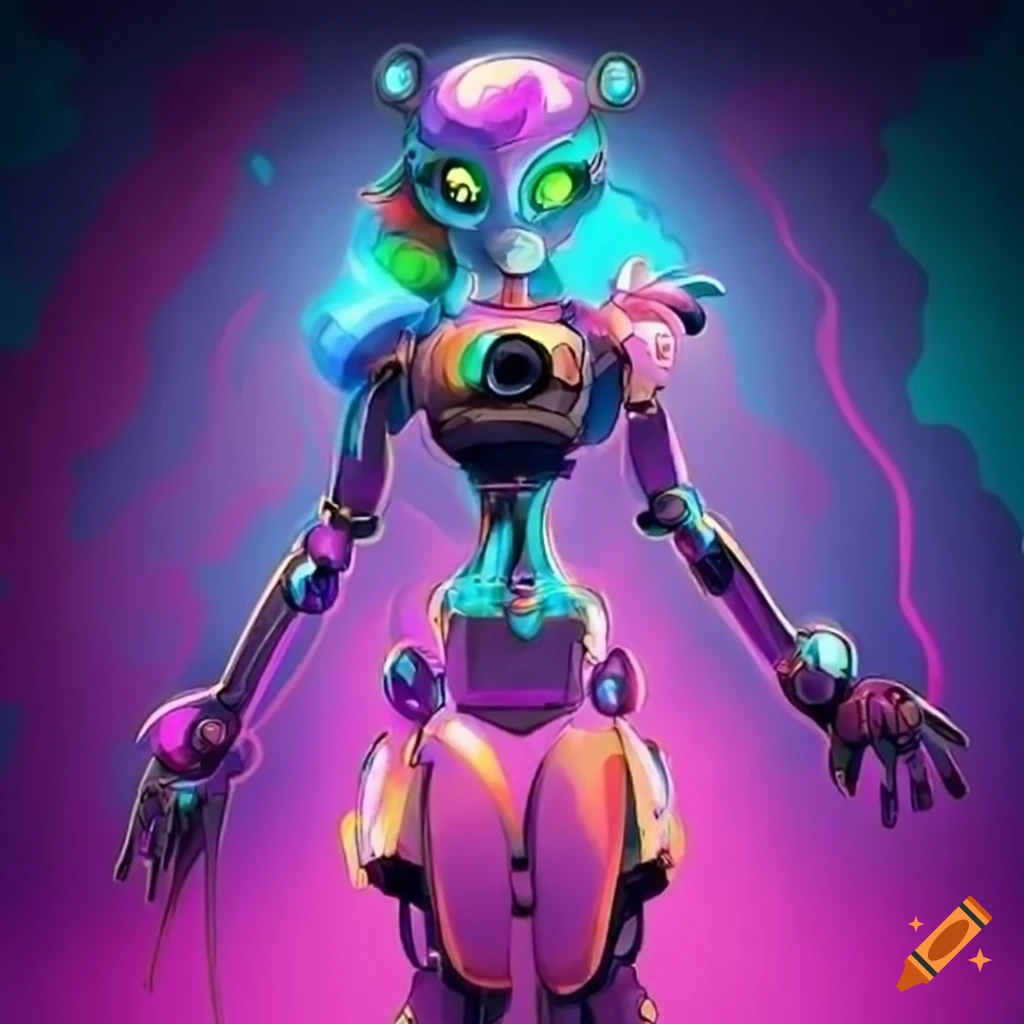 Colorful artwork of a cute my little pony robot for animated media on ...