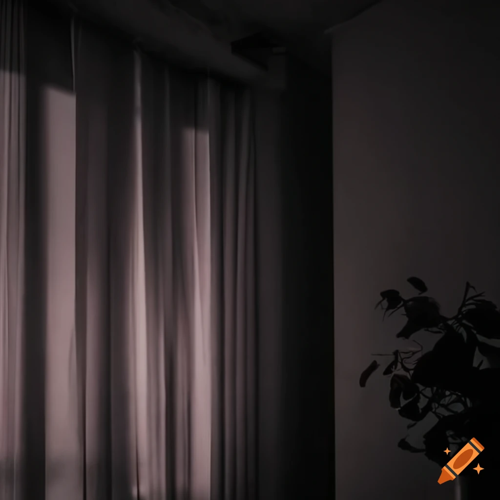 Brutalist apartment on fire with a light pink haze in black and white ...