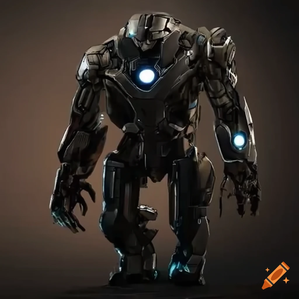 Sleek and powerful mech with an athletic lead suiting up for action in ...