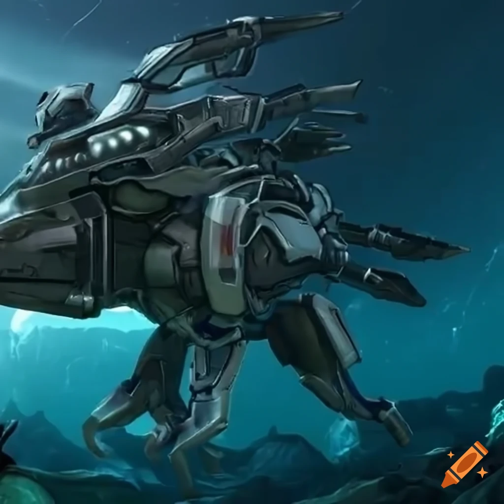 Sleek and powerful mech suit in subnautica series on Craiyon