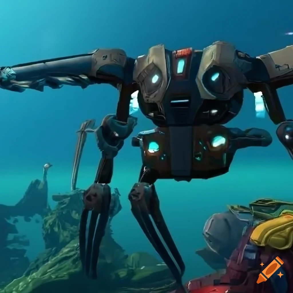 Sleek and powerful mech ready for action in the Subnautica series on ...
