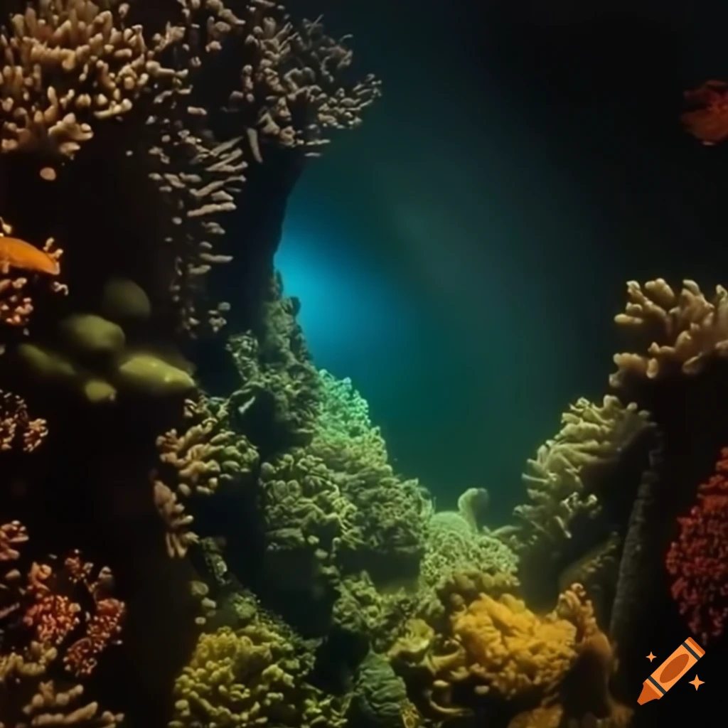 Underwater tapestry of vibrant fish, coral, and mythical creatures with ...