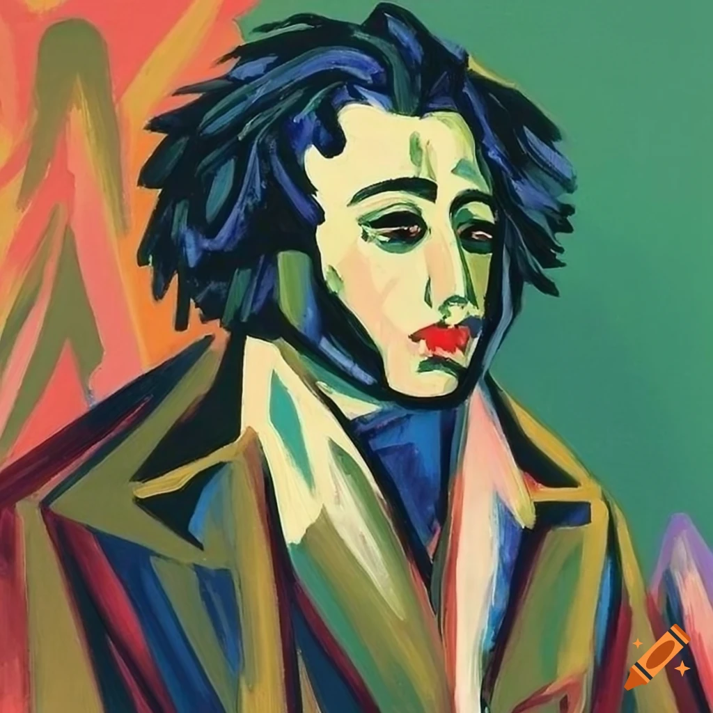 Portrait of Alexandre Pushkin in the style of Ernst Ludwig Kirchner on ...