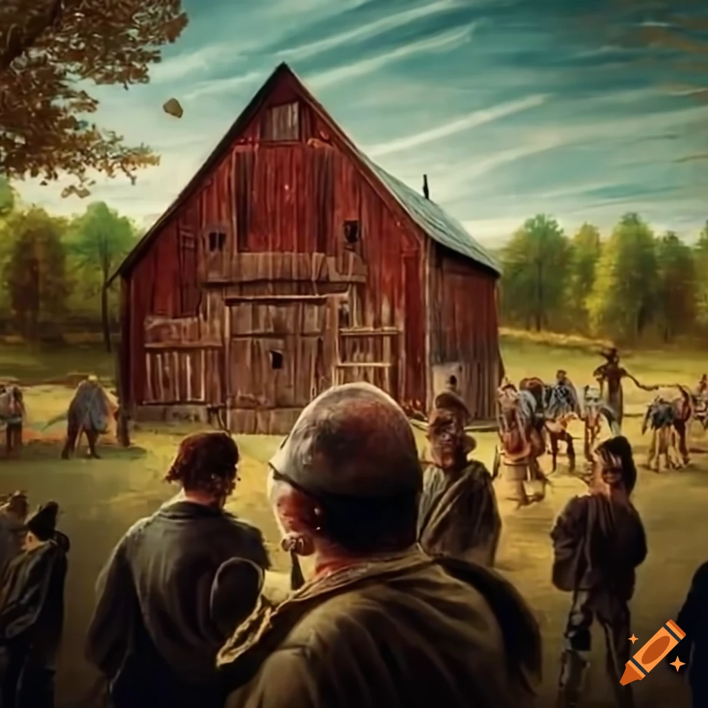 Man preaching in front of a barn to a large group of people in the 1800s on Craiyon
