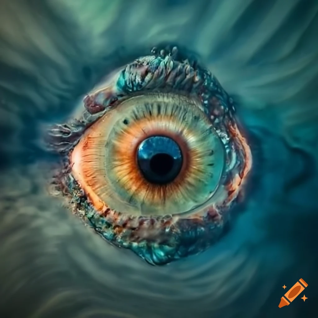 Monster eye in lake water viewed from above on Craiyon