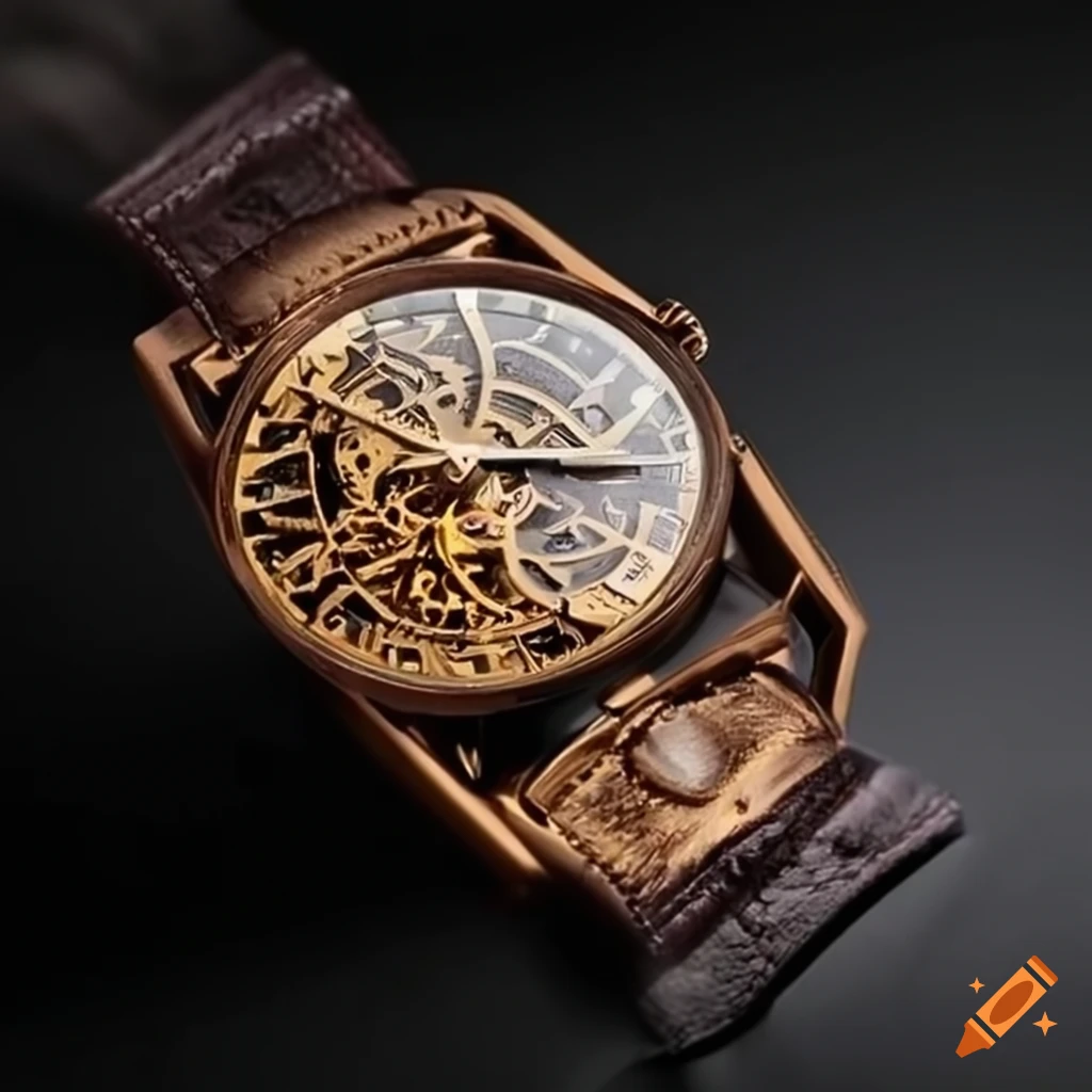 Classy retro modern stone mechanical sundial watch on Craiyon