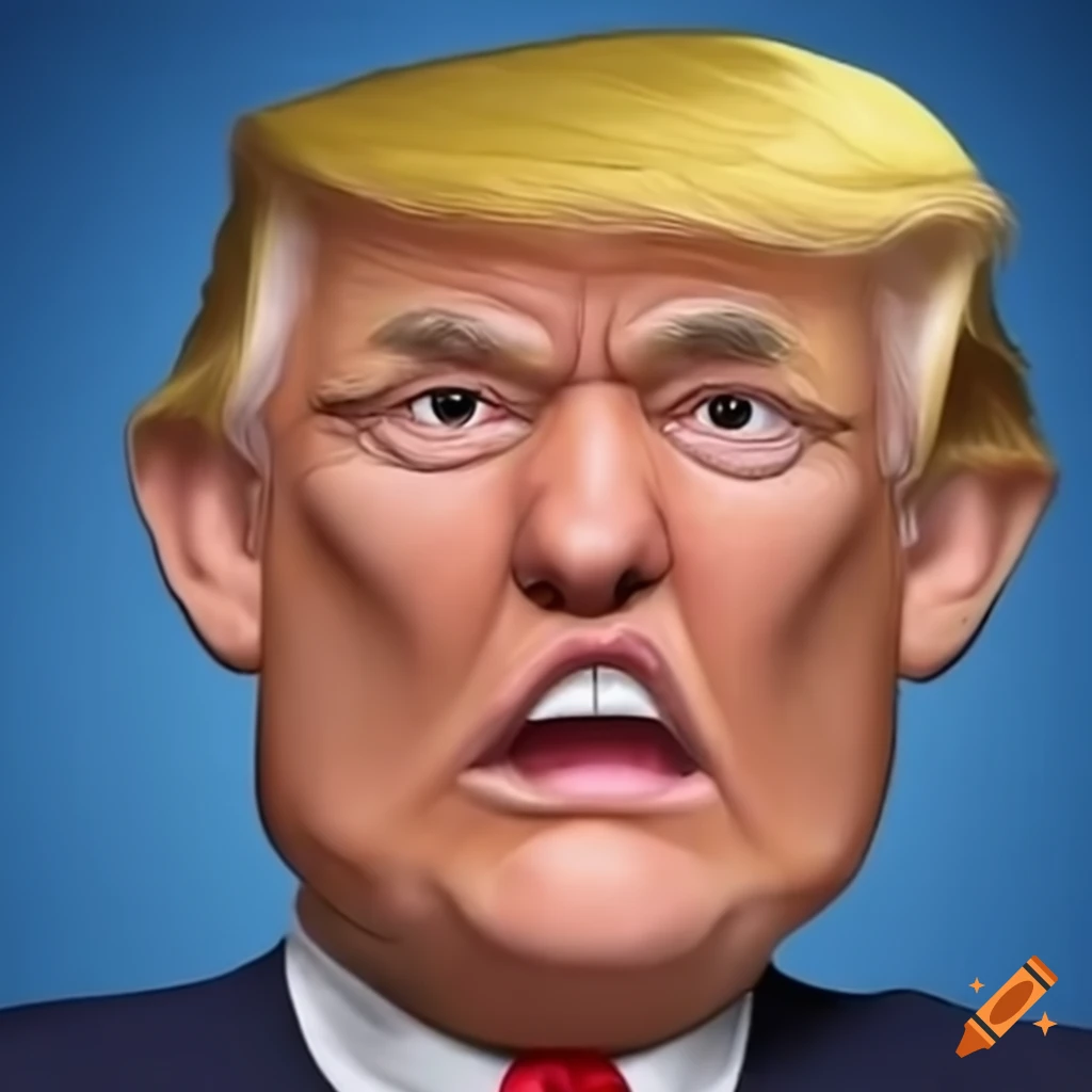 Cartoon caricature of a public figure on Craiyon